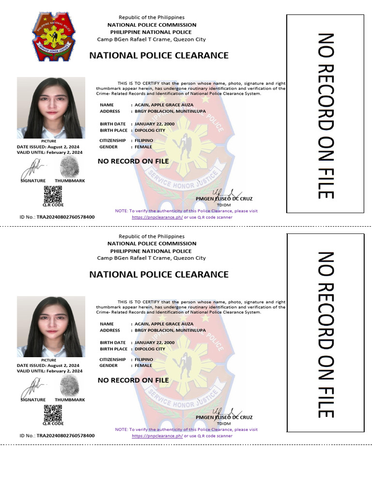 Apple Police Clearance | PDF | Identity Document | Authentication