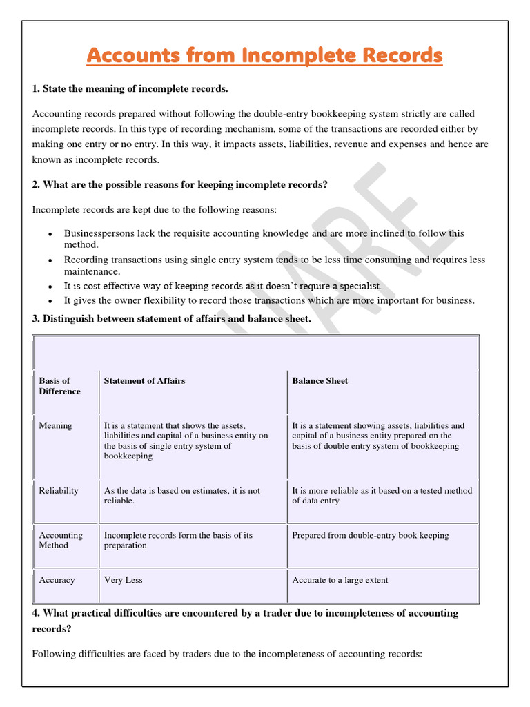 Accounts From Incomplete Records | PDF | Debits And Credits | Bookkeeping