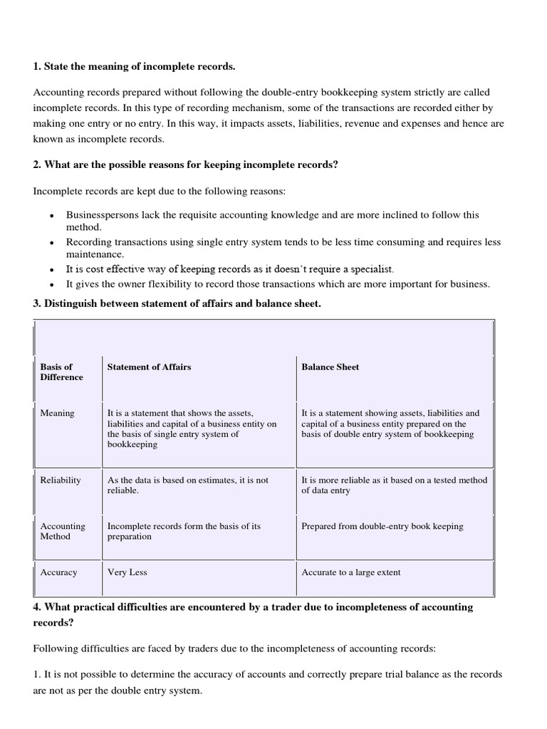 Accounts From Incomplete Records Solutions | PDF | Debits And Credits ...