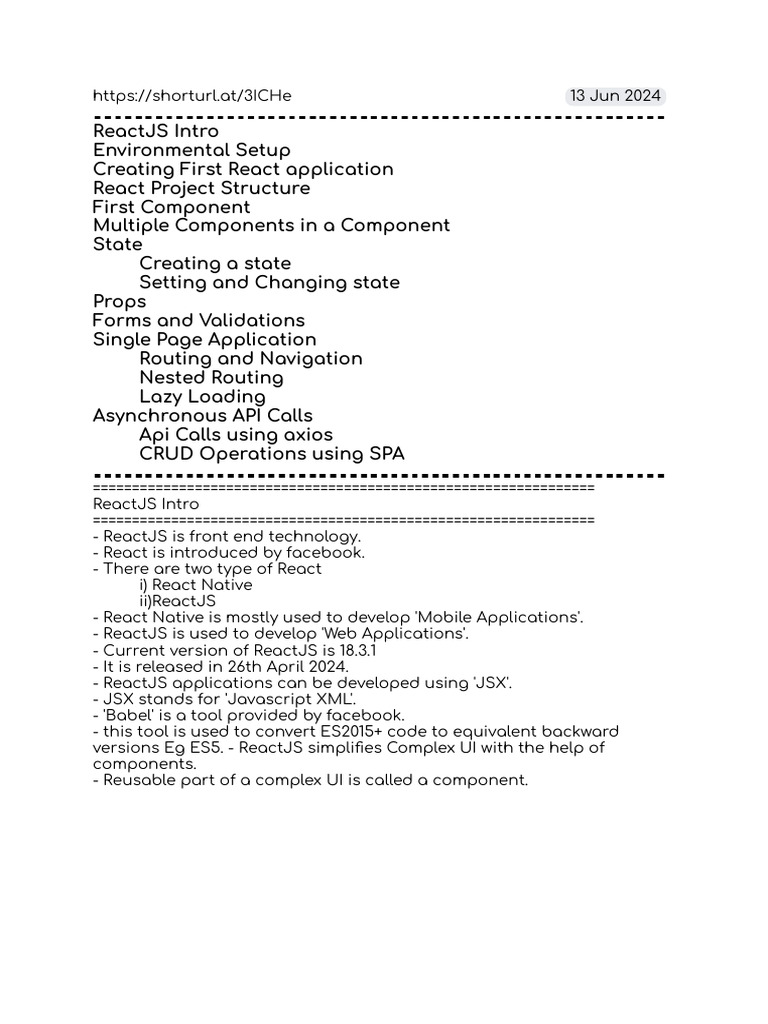 08 Reactjs Notes Pdf Document Object Model Computer Programming