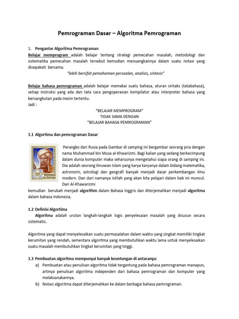 Algoritma Pemrograman Dasar dan Contohnya | PDF