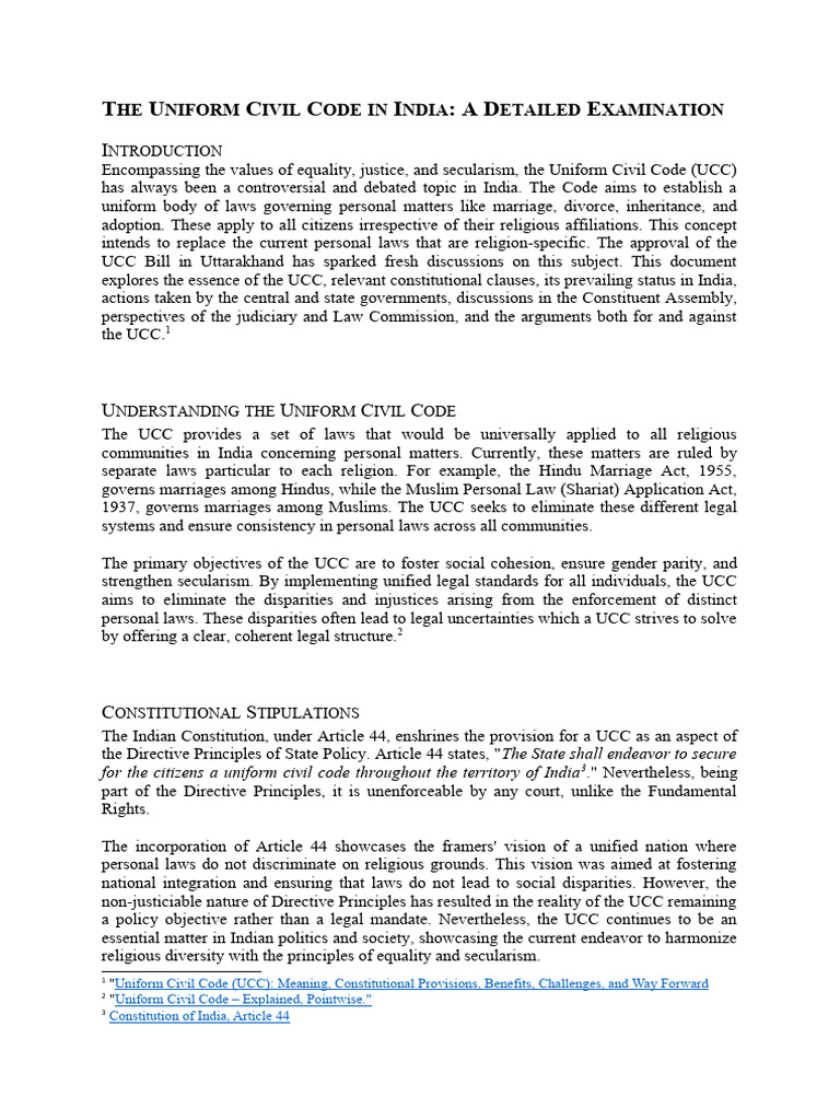 The Uniform Civil Code in India | PDF | Justice | Crime & Violence