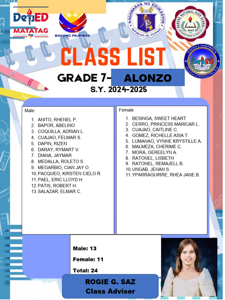 Male and Female Student List | PDF