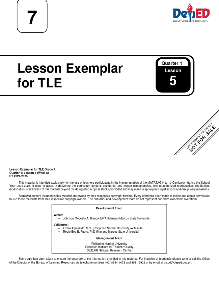 Q1 - LE - TLE 7 - Lesson 5 - Week 5 | PDF | Citation | Microsoft Word
