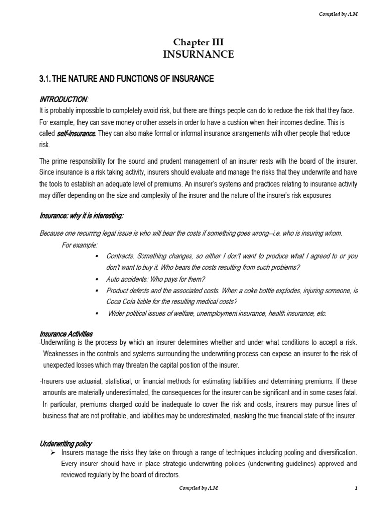 Chapter III Insurance | PDF | Insurance | Risk