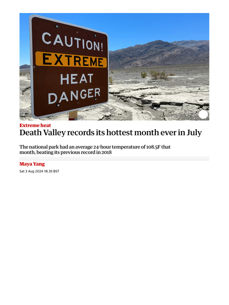 Death Valley's Record July Heat | PDF | Heat Wave | Earth Sciences