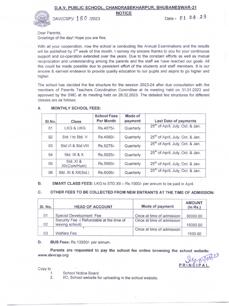 Fee Structure 2023-24 | PDF