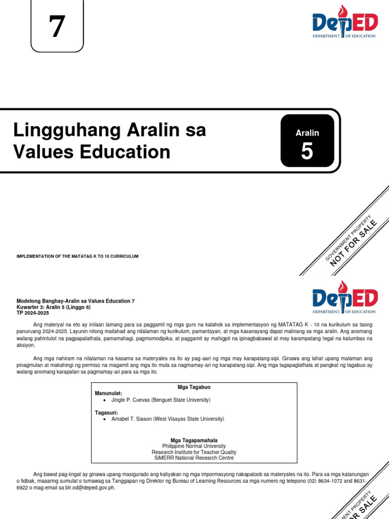 Q3 - LE - VE7 - Lesson 5 - Week 6 | PDF