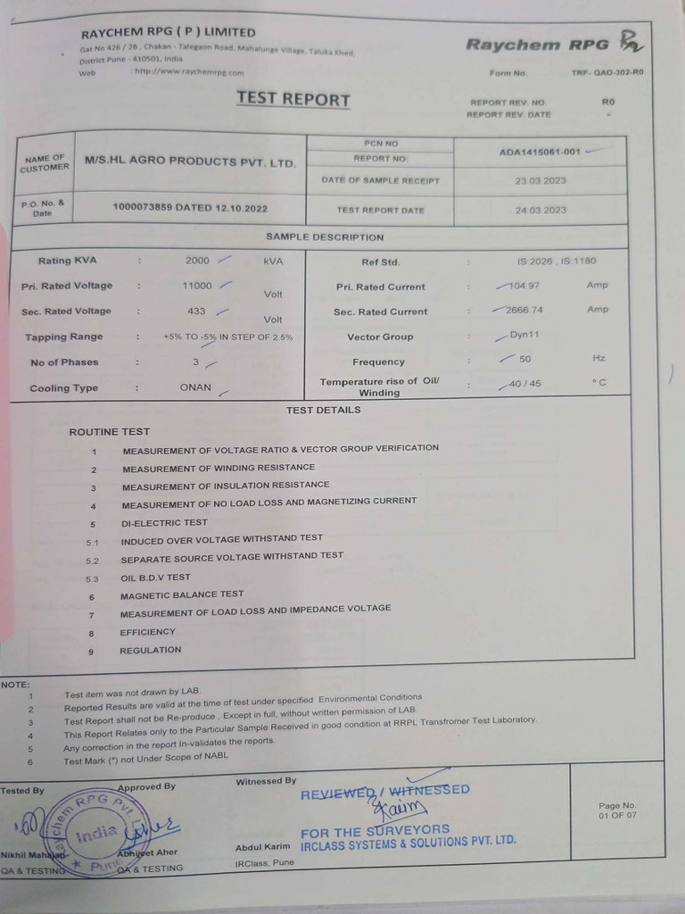 2 MVA Transformer | PDF