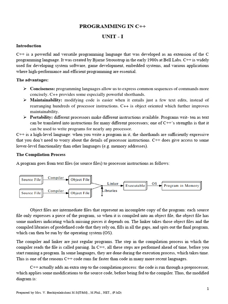 C++ Study Material (UNIT I & II) | PDF | C++ | Computer Programming