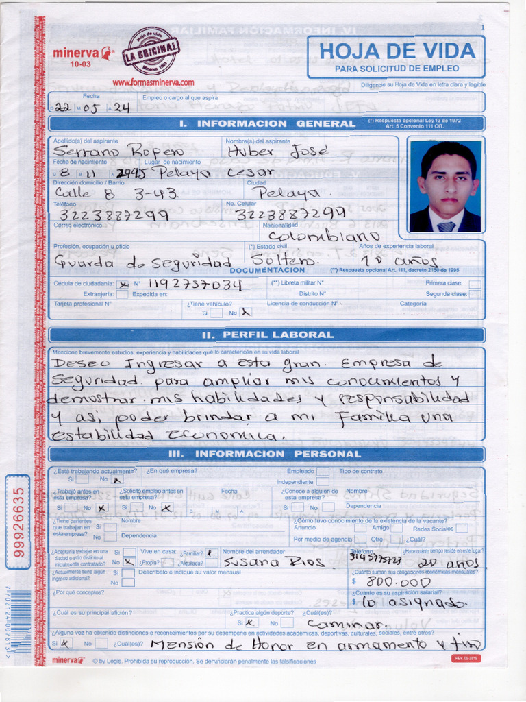 Hoja de Vida Huber | PDF