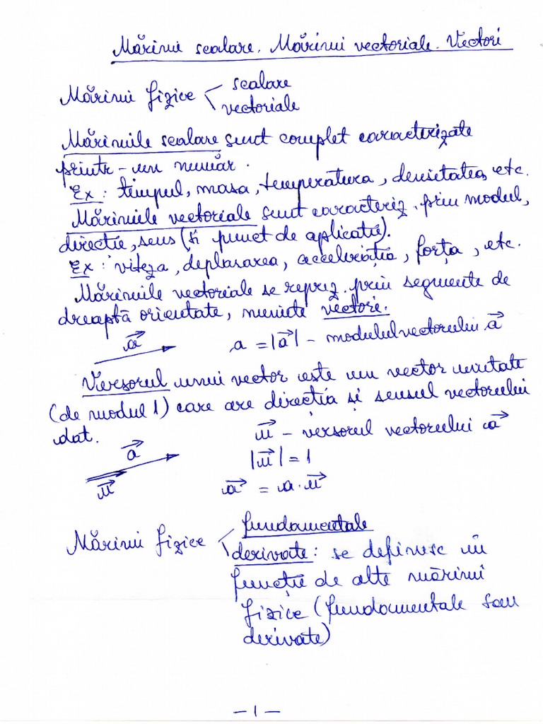 1.1.Marimi fizice scalare si vectoriale | PDF