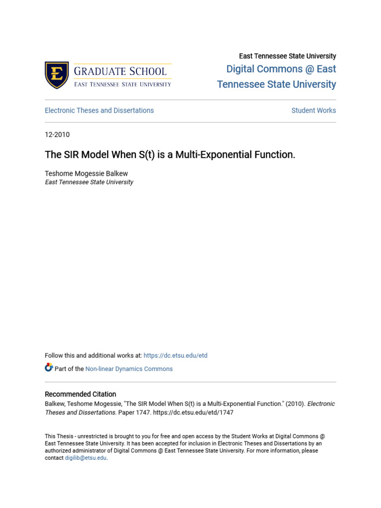 The SIR Model When S (T) Is A Multi-Exponential Function. | PDF ...