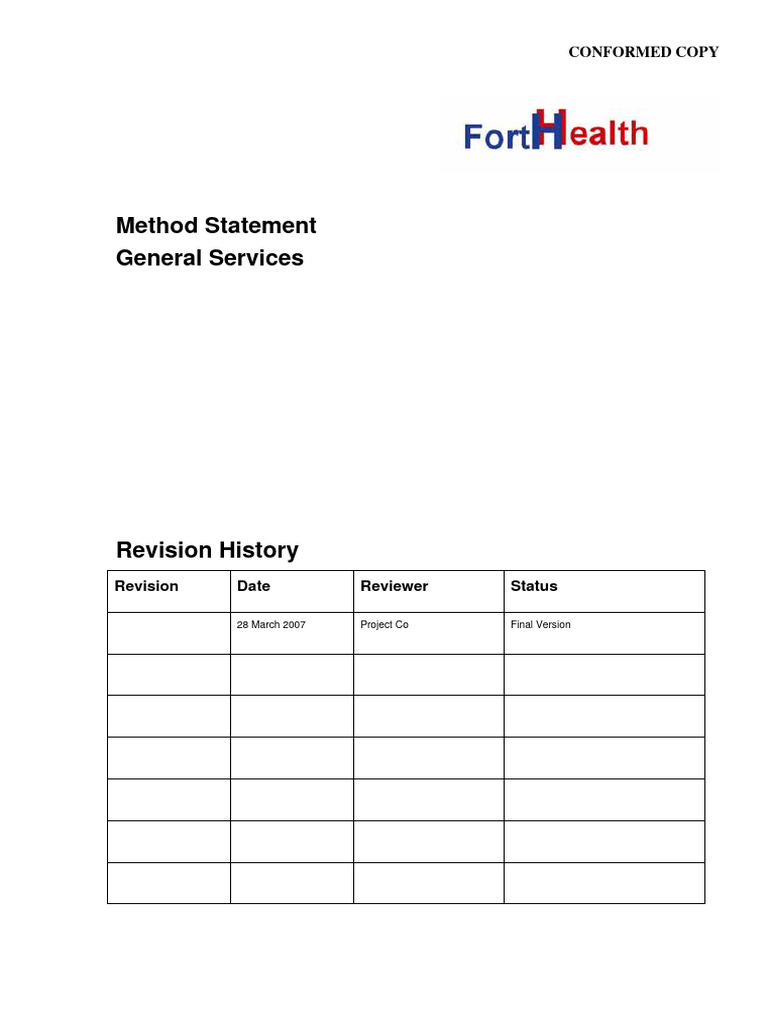 General Services Method Statement Guide | PDF | Audit | Occupational ...