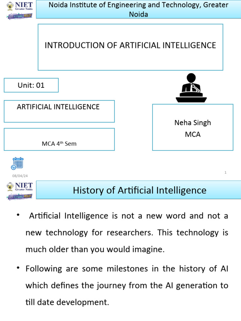 Introduction of Artificial Intelligence: Unit: 01 | PDF | Artificial Intelligence | Intelligence ...