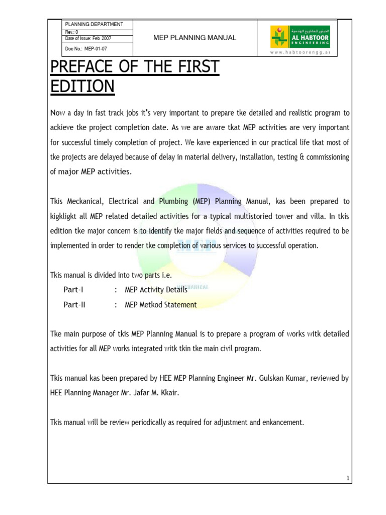 MEP Planning Manual Overview | PDF | Duct (Flow) | Electrical Wiring