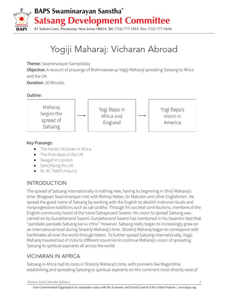 Yogiji Maharaj's Global Vicharan Journey | PDF | Bhakti Movement ...
