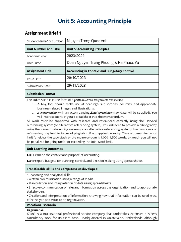 AP1 NguyenTrongQuocAnh | PDF | Accounting | Financial Statement