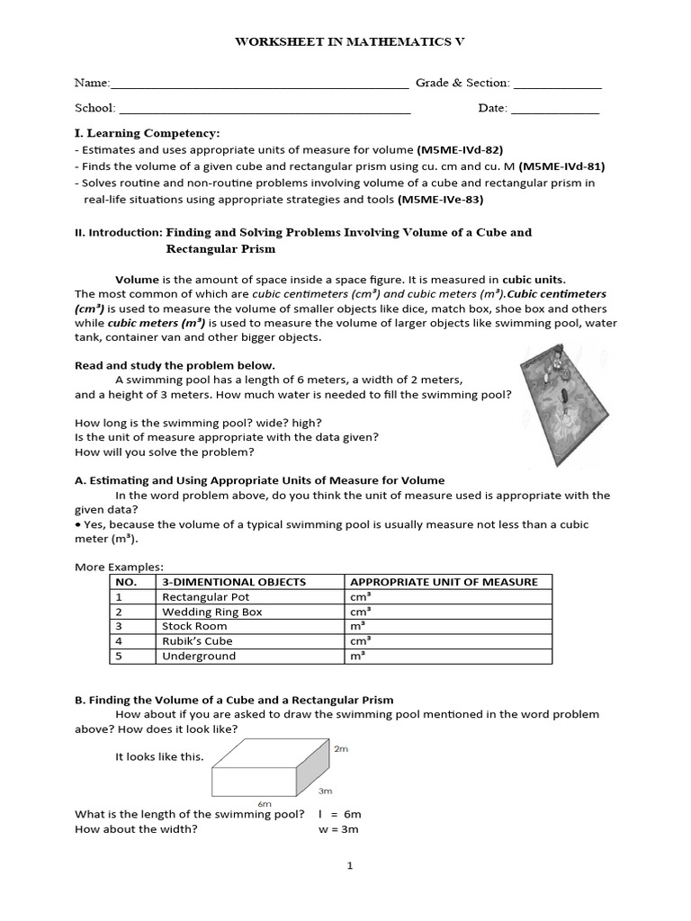 Math 5 - (3) Problems Involving Volume of A Cube and Rectangular Prism | PDF | Volume | Length