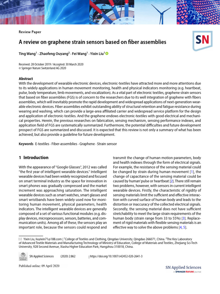 A Review On Graphene Strain Sensors Based On Fiber Assemblies | PDF ...