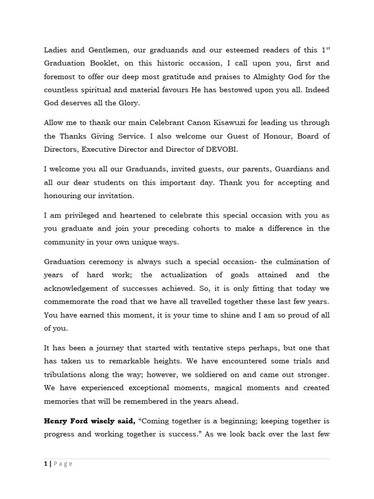 My Speech - Graduation | PDF | Self-Improvement