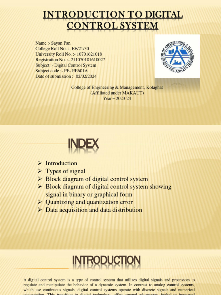 Introduction To Digital Control System | PDF | Discrete Time And Continuous Time | Digital Signal