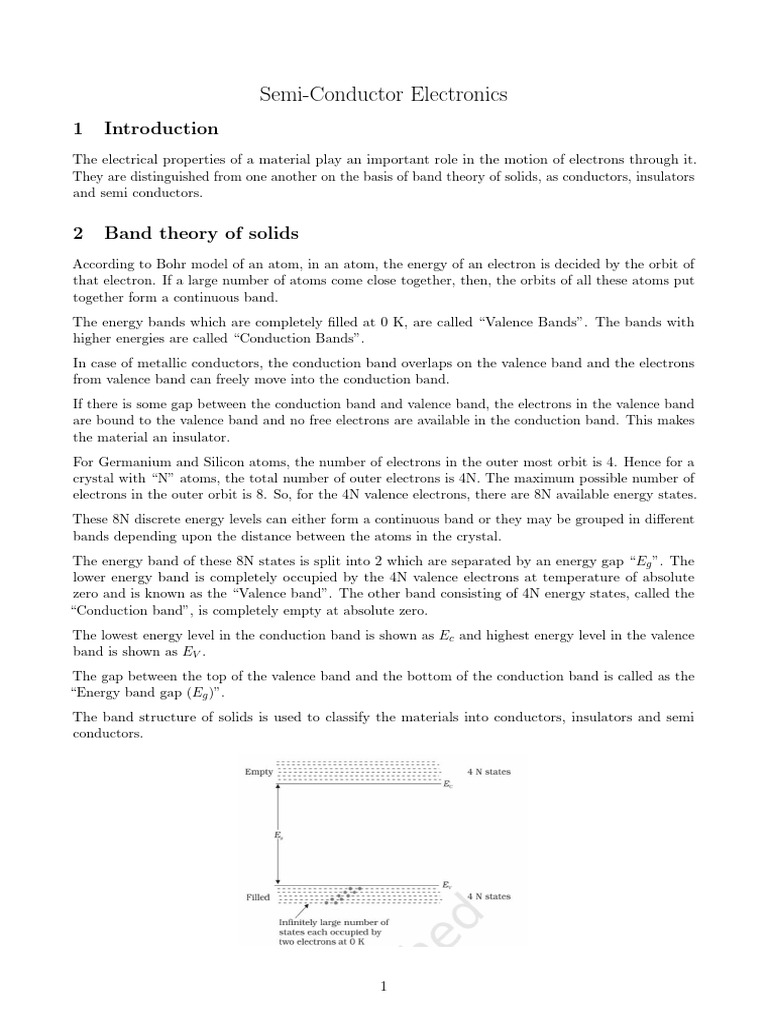 Semi Conductor Electronics | PDF | P–N Junction | Semiconductors