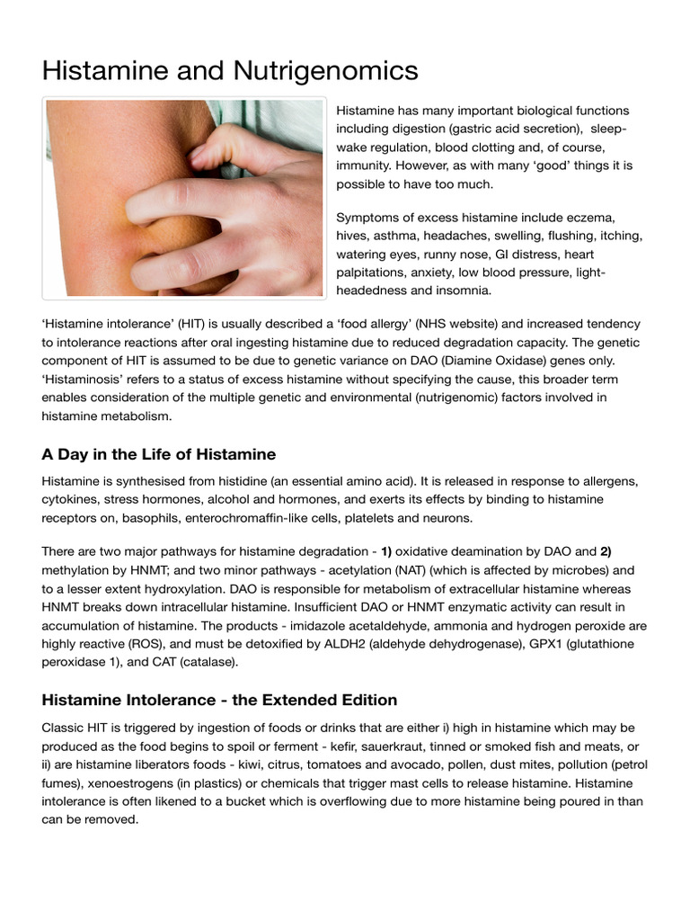 Histamine and Nutrigenomics - Lifecode GX Support | PDF | Estrogen ...