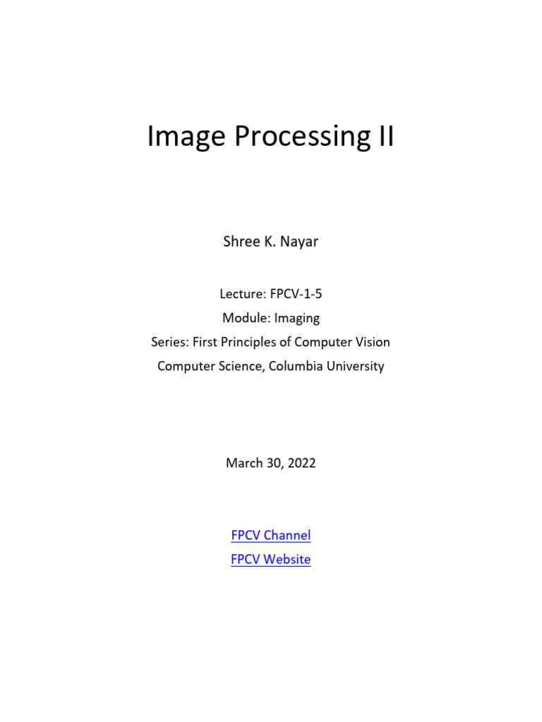 05 Image Processing 2 FPCV 1 5 | PDF | Fourier Transform | Phase (Waves)