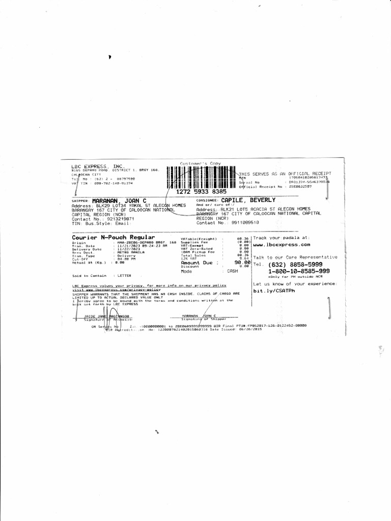 LBC Reciept | PDF