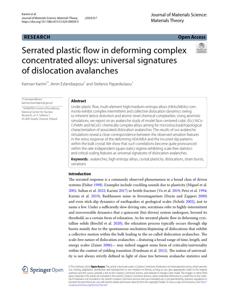 s41313-024-00059-5 | PDF | Plasticity (Physics) | Dislocation