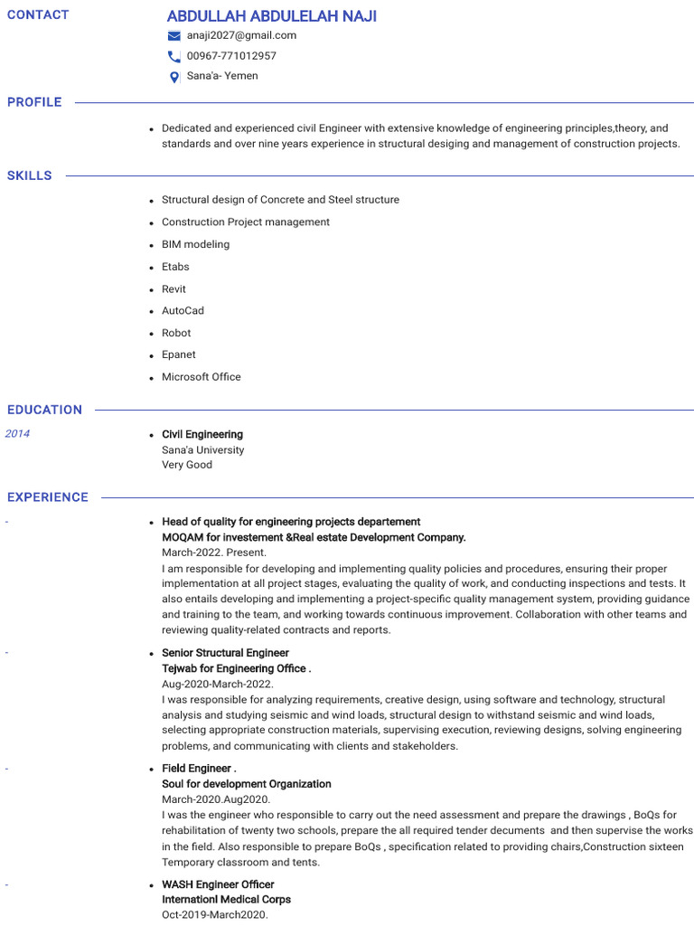 CV - Abdullah Abdulelah Naji-2024 Updated | PDF | Engineering | Engineer