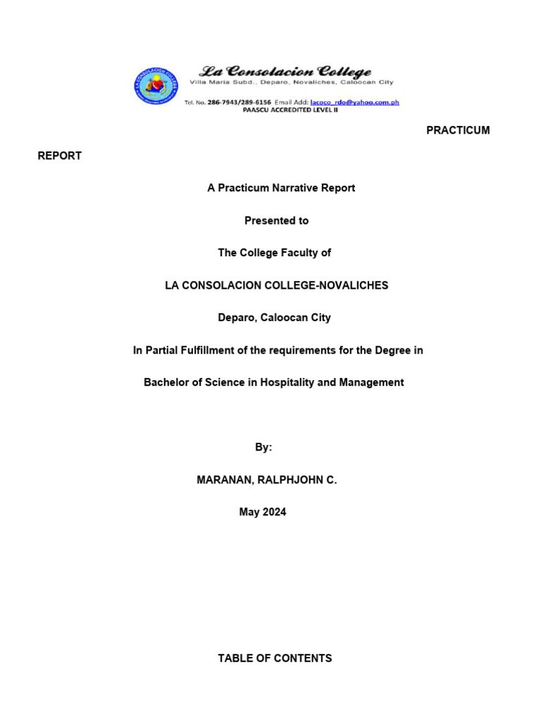 Practicum-Report Ni RJ | PDF | Waiting Staff | Bar (Establishment)