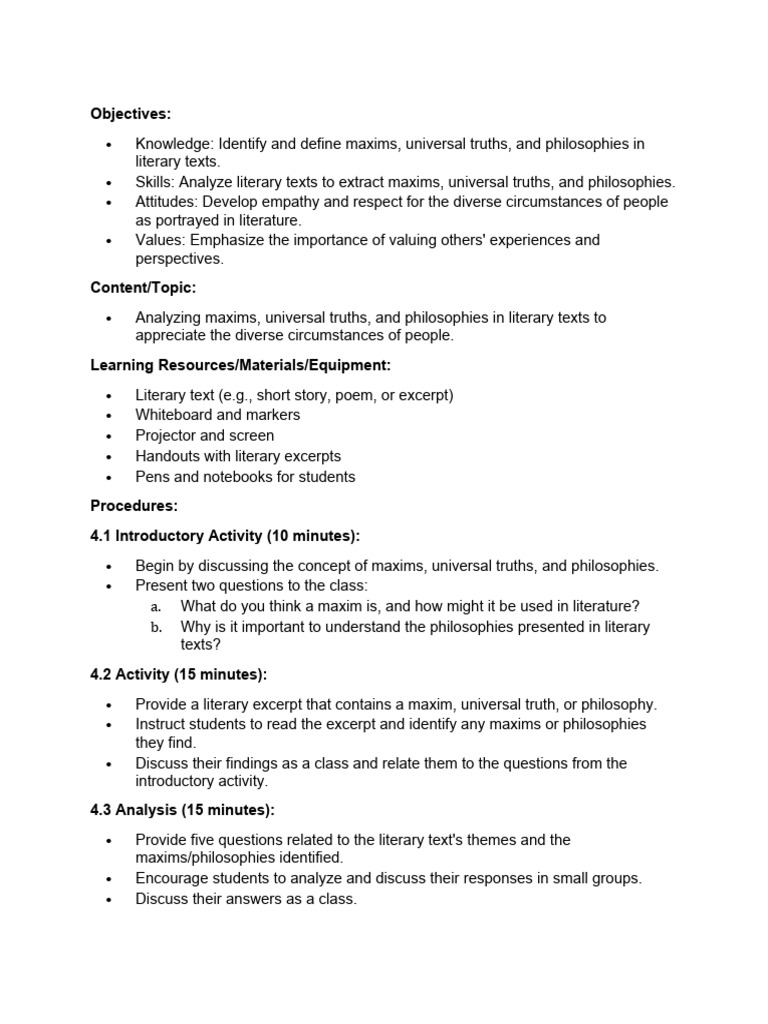 Analyzing Maxims, Universal Truths, and Philosophies in Literary Texts ...