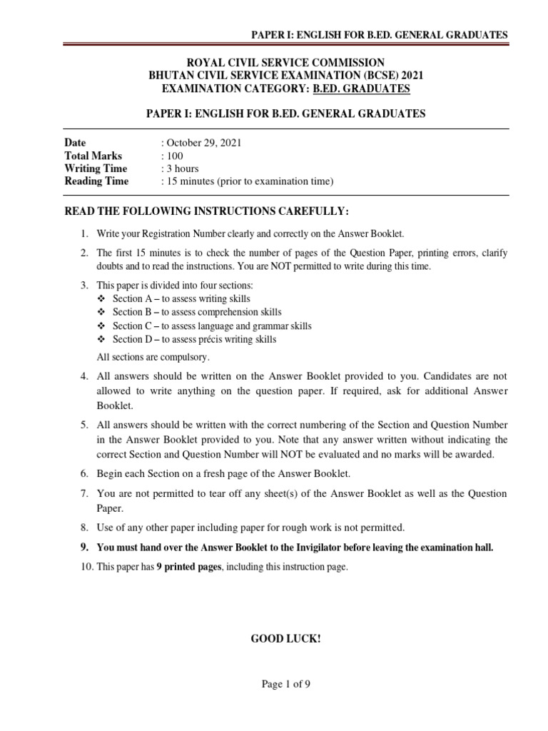 B.Ed - Paper I English For General Graduates | PDF | Health Care ...