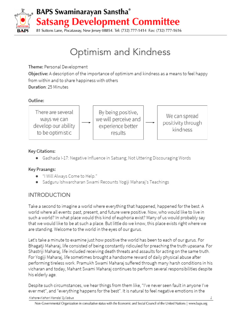 Optimism and Kindness | PDF | Thought | Optimism