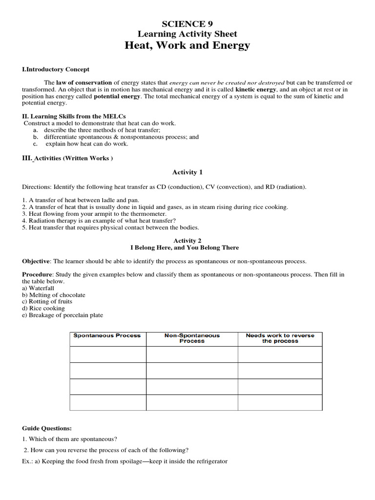 Science 9 - Las-April 22-26,2024 | PDF | Heat Transfer | Heat