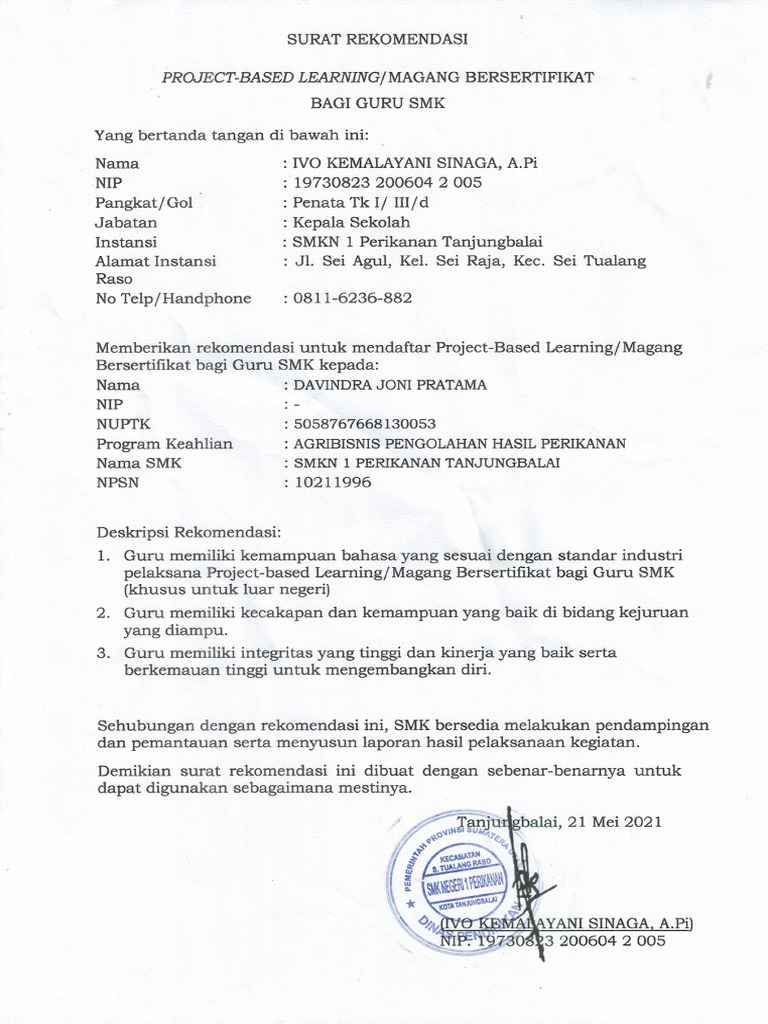 Rekomen Magang Dav | PDF