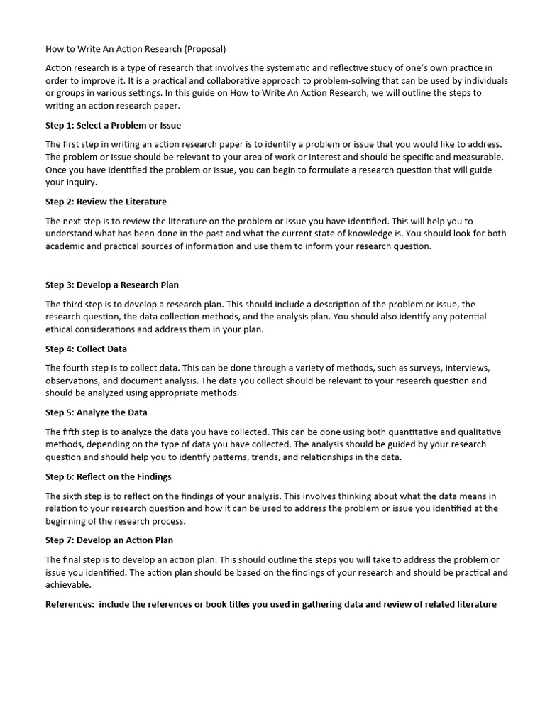 How To Write An Action Research | PDF | Data | Action Research