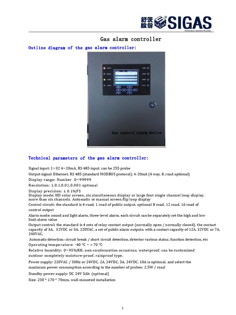 Gas Control Alarm Product Information - 1 - 9 - Translate | PDF ...