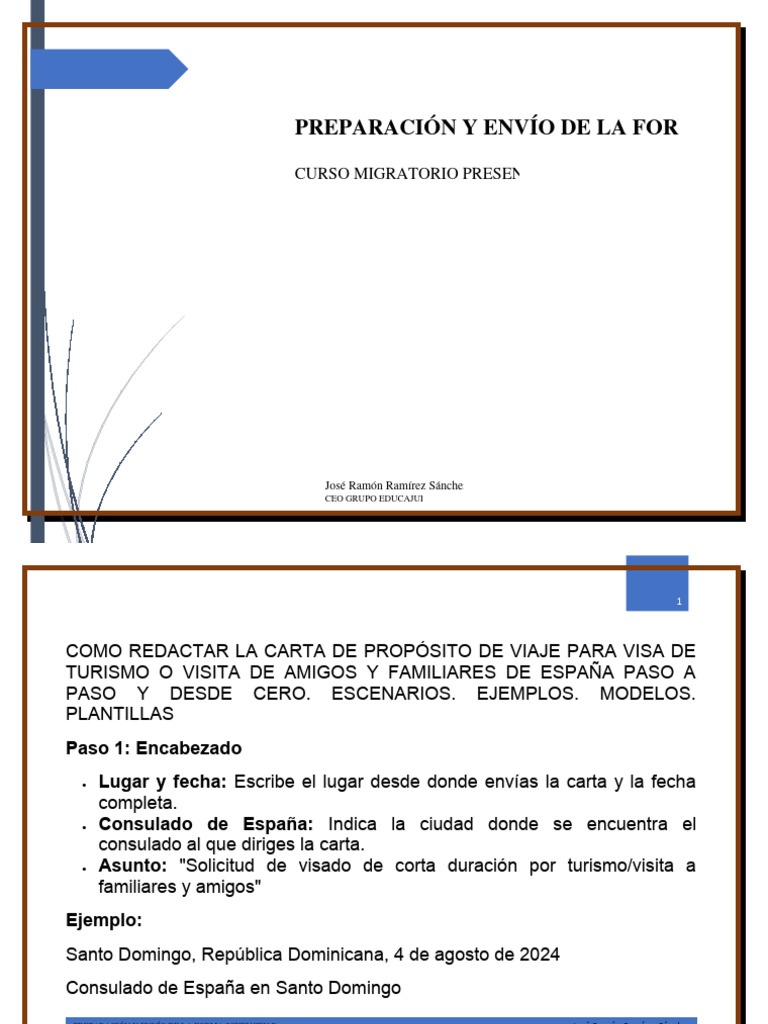 Como Redactar La Carta de Propósito de Viaje para Visa de Turismo o ...
