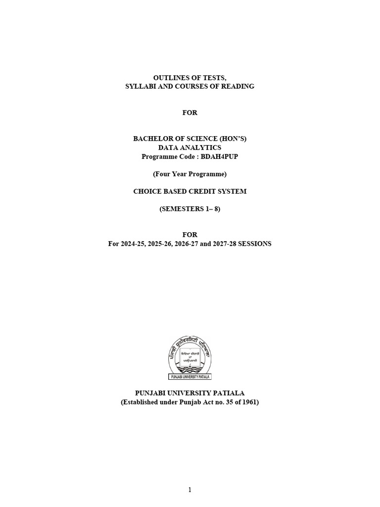 Bachelor of Science (Hon.s) Part - I To IV (Sem. I - Viii) (Four Year ...