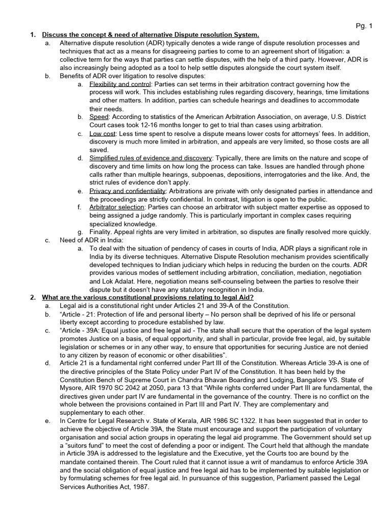 ADR Answer | PDF | Alternative Dispute Resolution | Arbitration