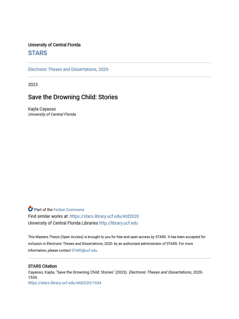 Save the Drowning Child: Stories | PDF | Thesis