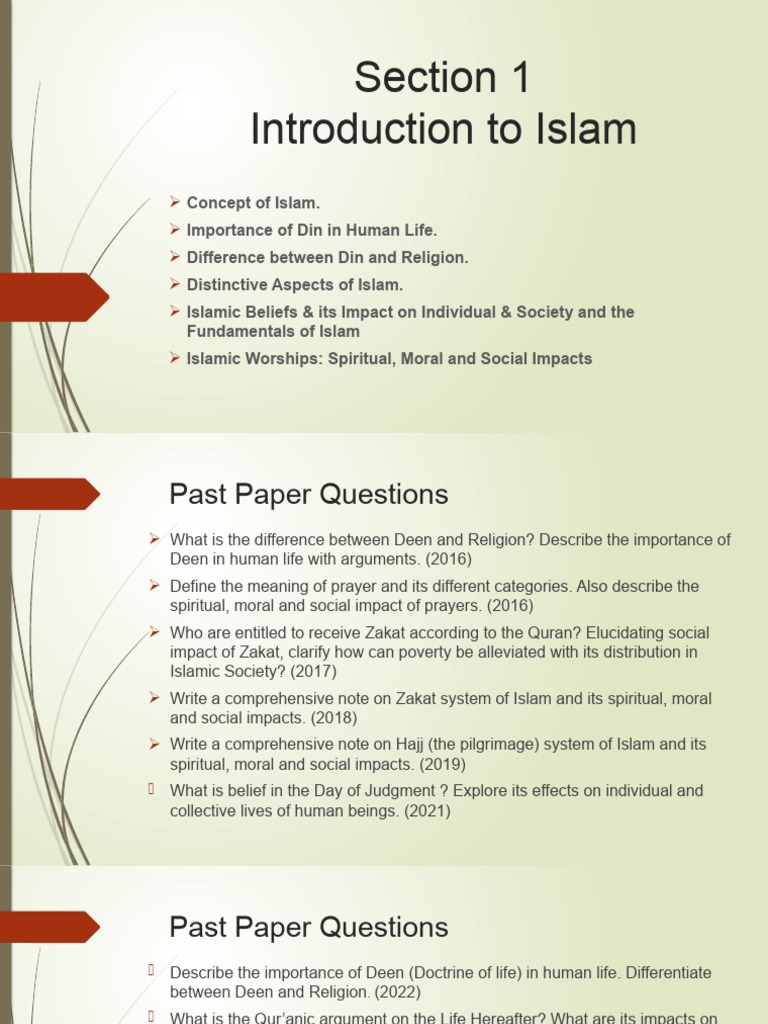 Section 1 - Introduction To Islam | PDF | Religious Belief And Doctrine ...