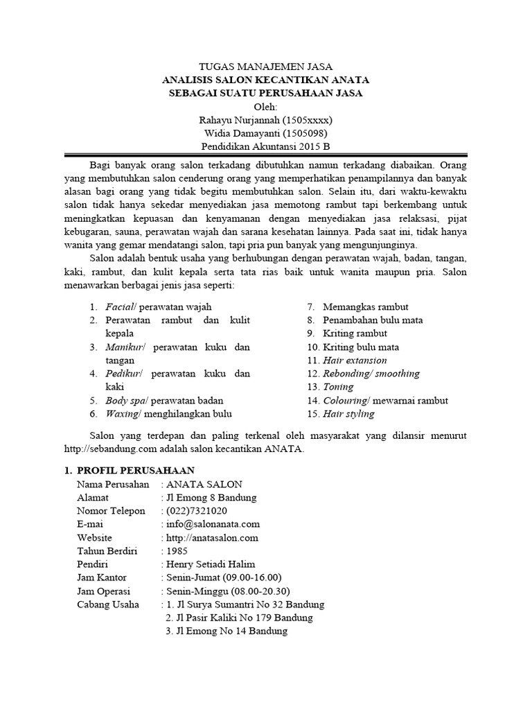 Analisis Jasa Anata Salon | PDF | Karier & Perkembangan | Bisnis