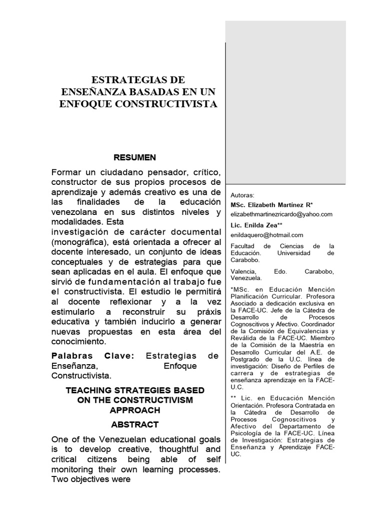 Lectura Estrategia de La Enseñanza Basada en Un Enfoque Constructivista 2 | PDF ...