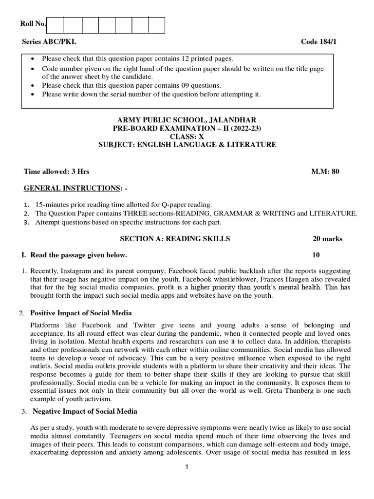 Pre Board Ii Set I Esha | PDF | Social Media | Popular Culture & Media Studies