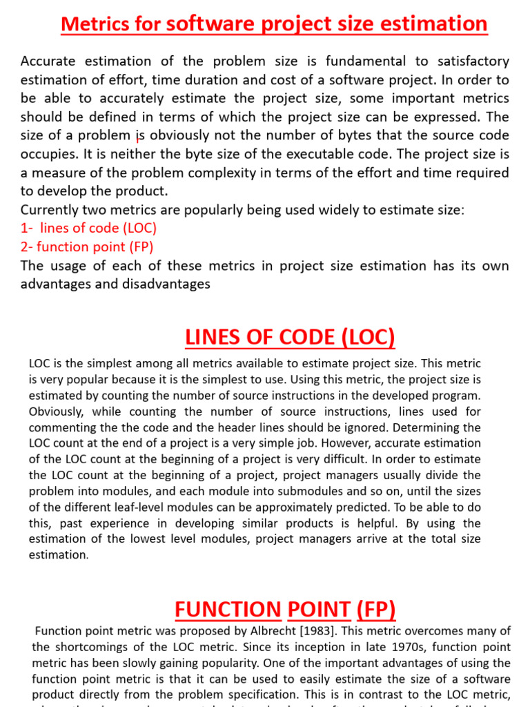 Software Project Size Estimation Metrics | PDF | Input/Output | Software
