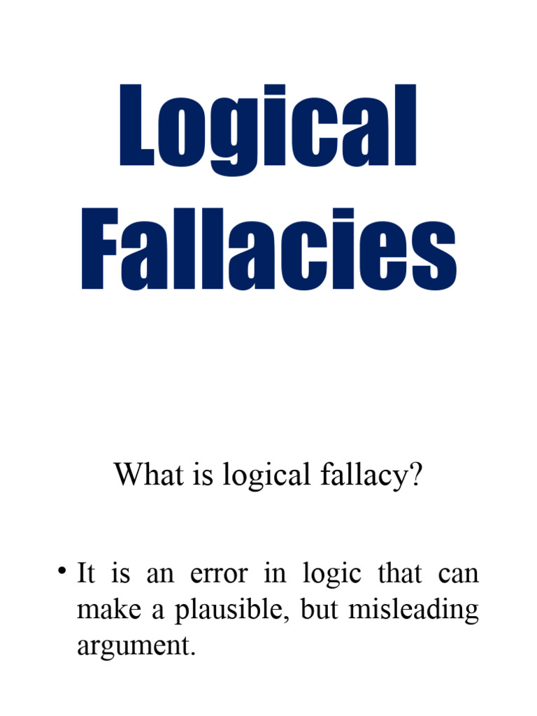 Logical Fallacies Pdf Fallacy Argument